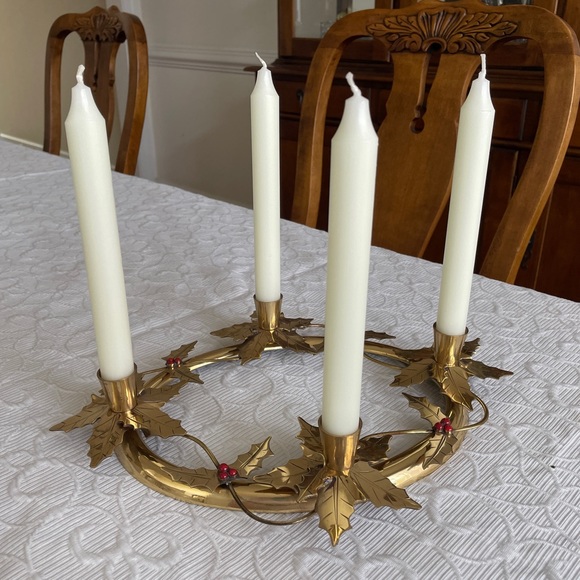 American Vintage | Accents | Vintagemcm Christmasholiday Brass W Candle ...